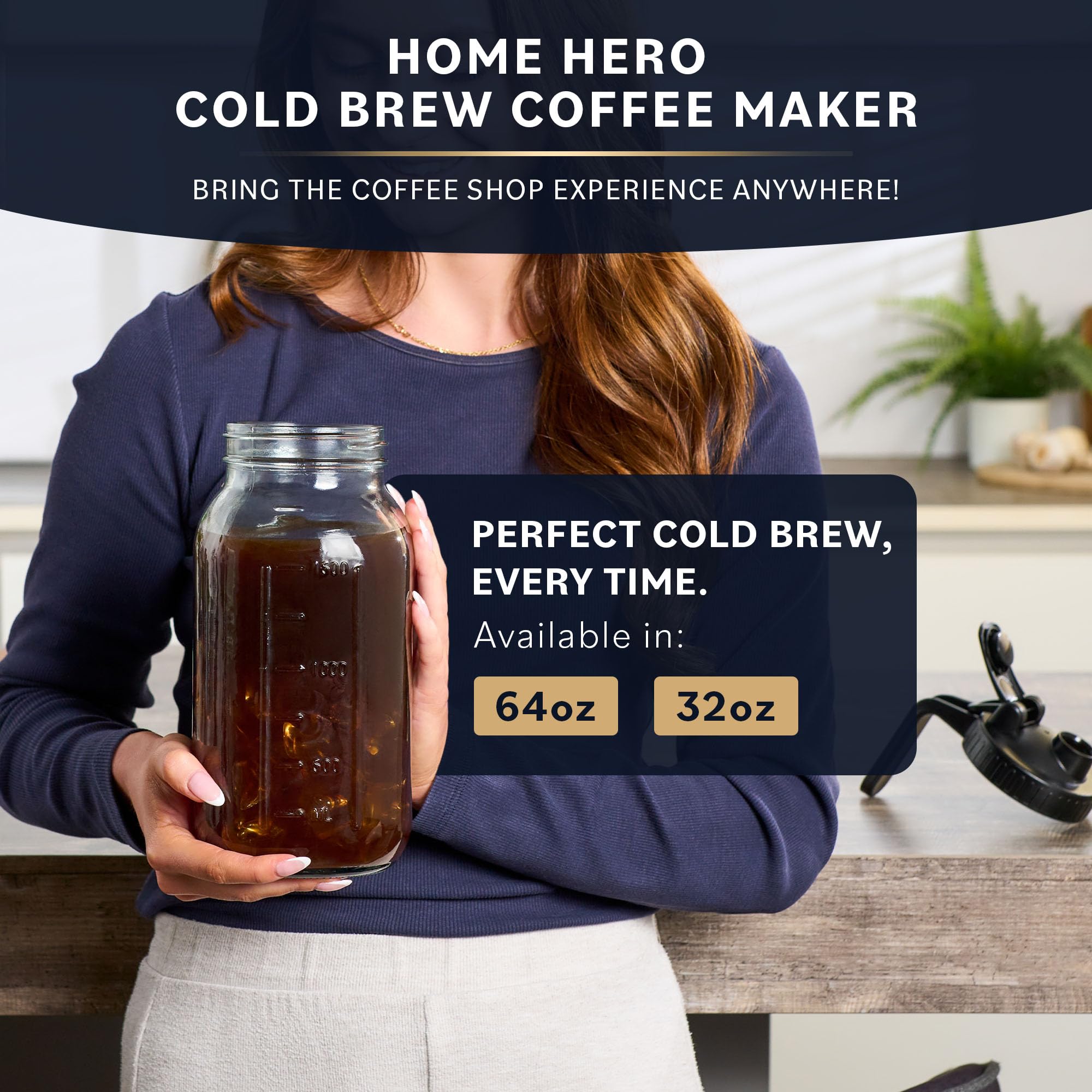 Mua Cold Brew Coffee Maker with Heavy Duty Glass Body & 2 Lids - Iced ...