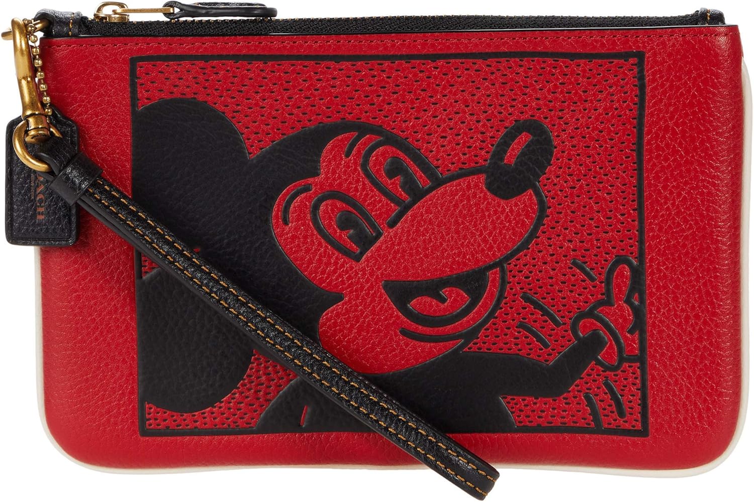 COACH Coach X Disney Keith Haring Mickey Small Wristlet Electric Red ...
