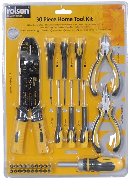 Rolson Tools 36798 Home Tool Set, 30 Pieces: Amazon.co.uk: DIY & Tools