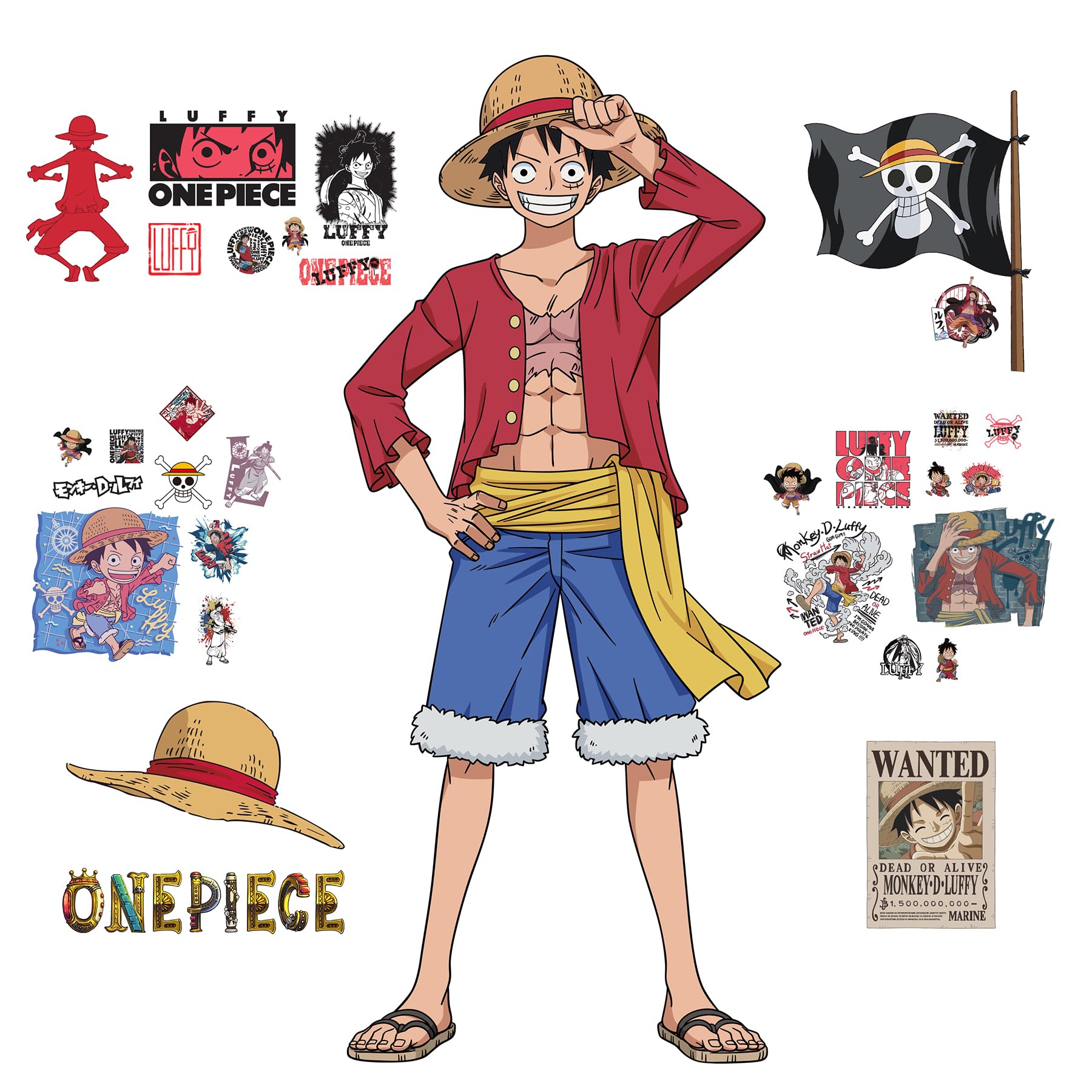 RoomMates RMK5439GM One Piece Luffy Wall Decal, Red on Galleon Philippines