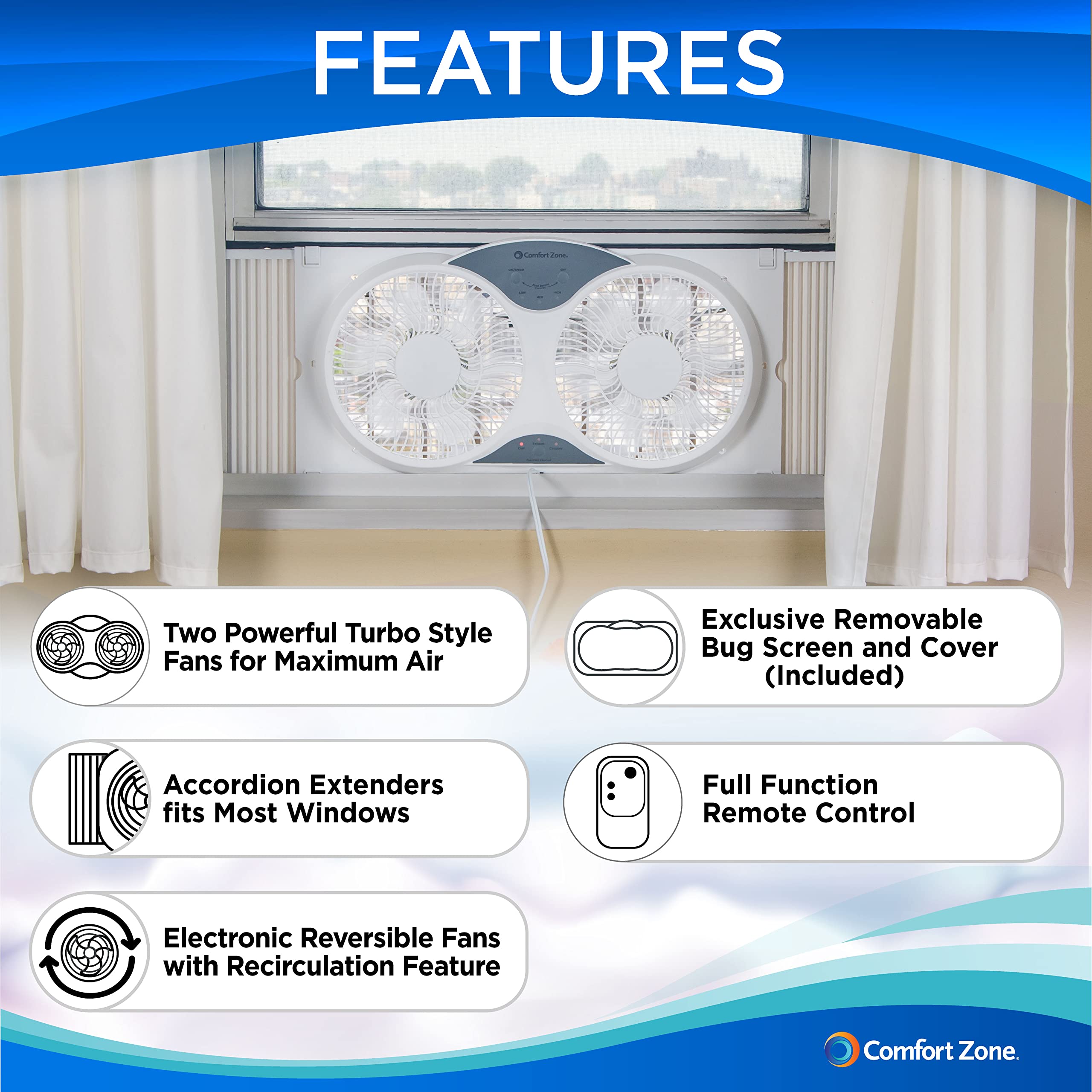 Mua Twin Window Fan with Remote Control, Removable Cover, Reversible, 9 ...