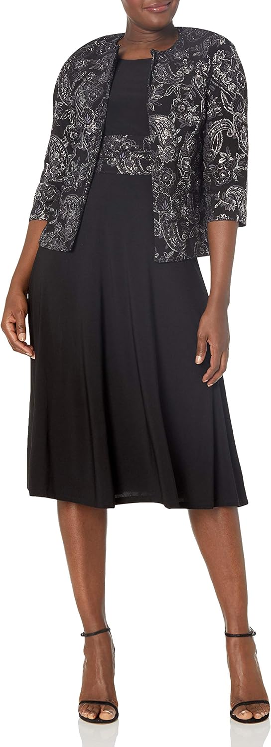 Jessica Howard Women's 2 Piece 3/4 Sleeve Jacket and Sleeveless Ruched ...