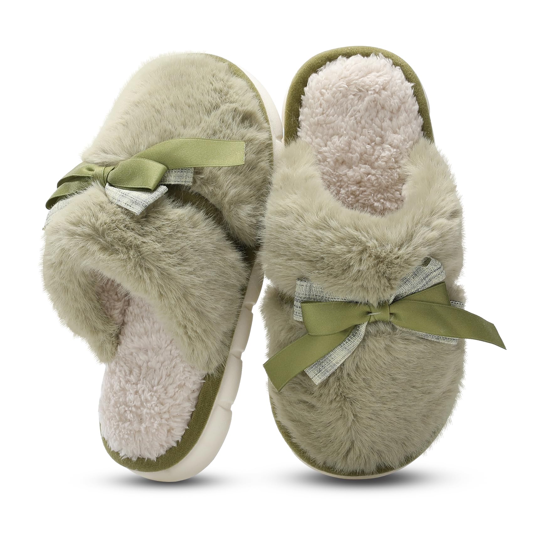 GOEWY Cute Womens Slippers Memory Foam Faux Fur House Slippers for ...
