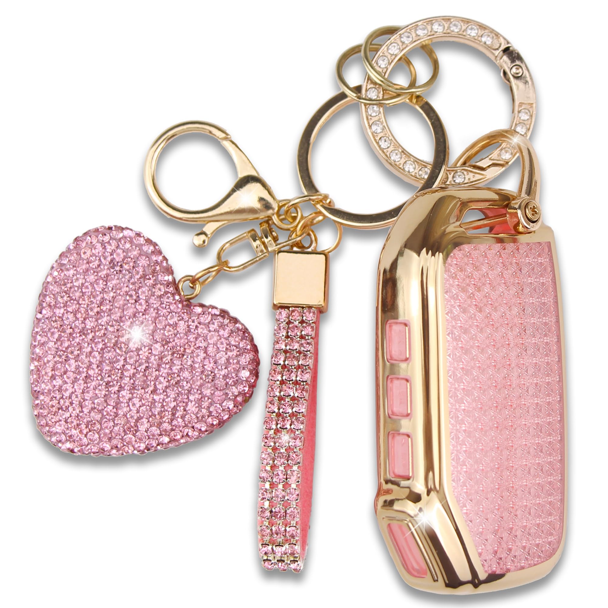 Simocky Key Fob Cover with Heart Keychain, Car Key Shell Compatible ...