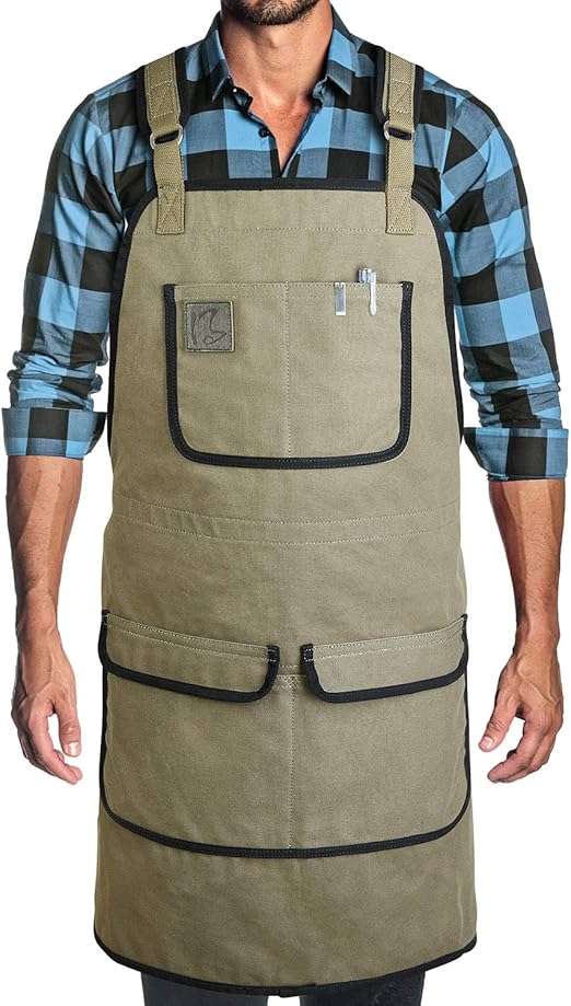 Woodworking Apron, Shop Aprons, 20oz Canvas Workshop Aprons with 4 ...