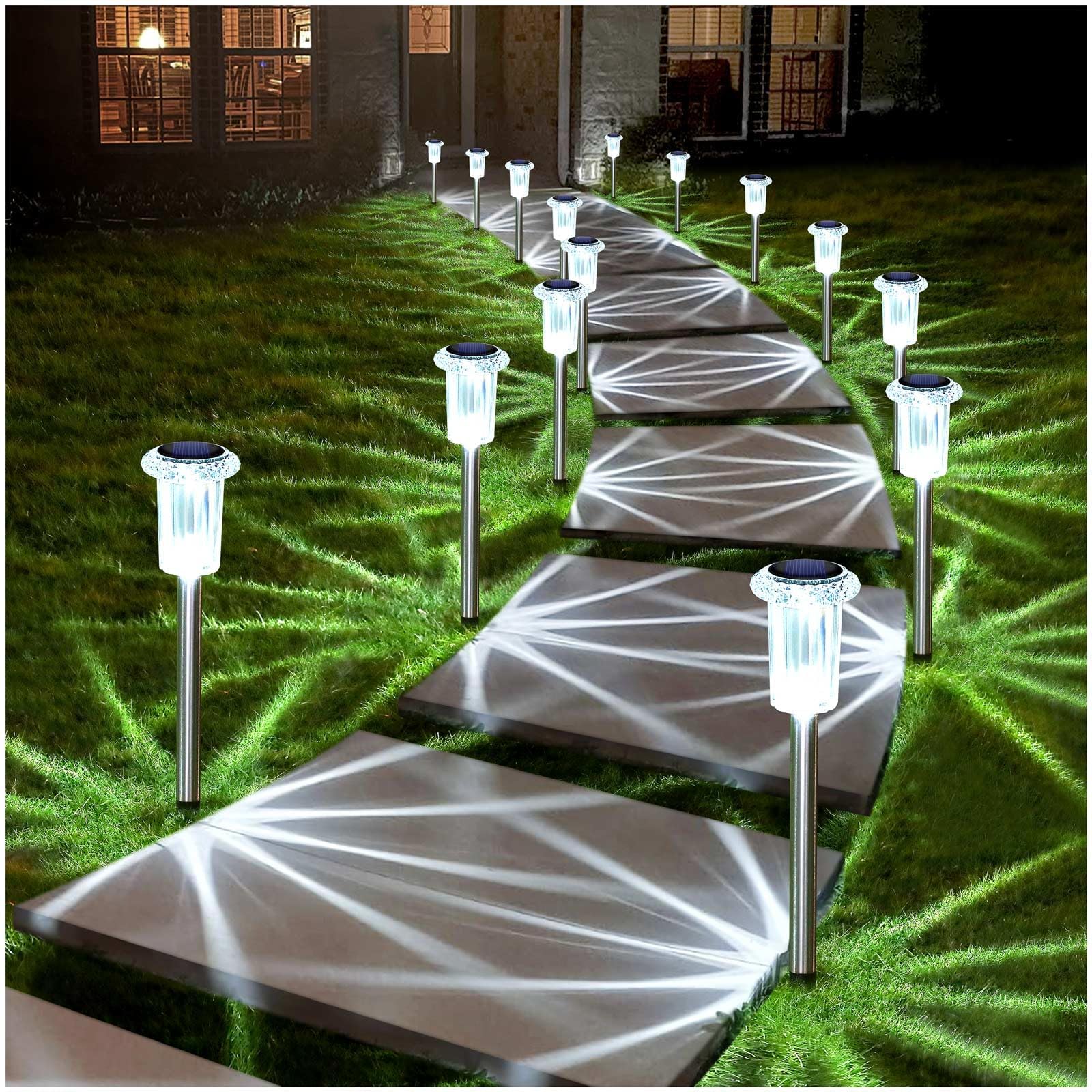DenicMic Solar Lights Outdoor Solar Pathway Lights LED Waterproof ...