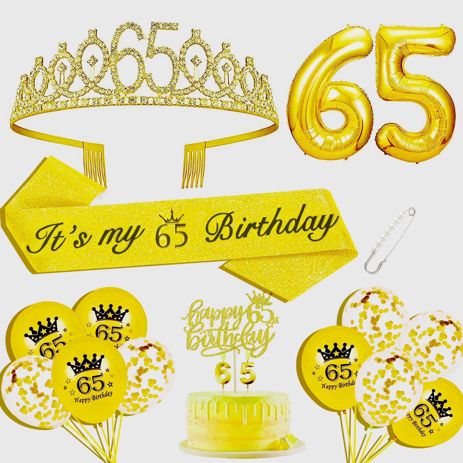 65th Birthday Decorations for Her Girls Set, Include 65th Birthday ...