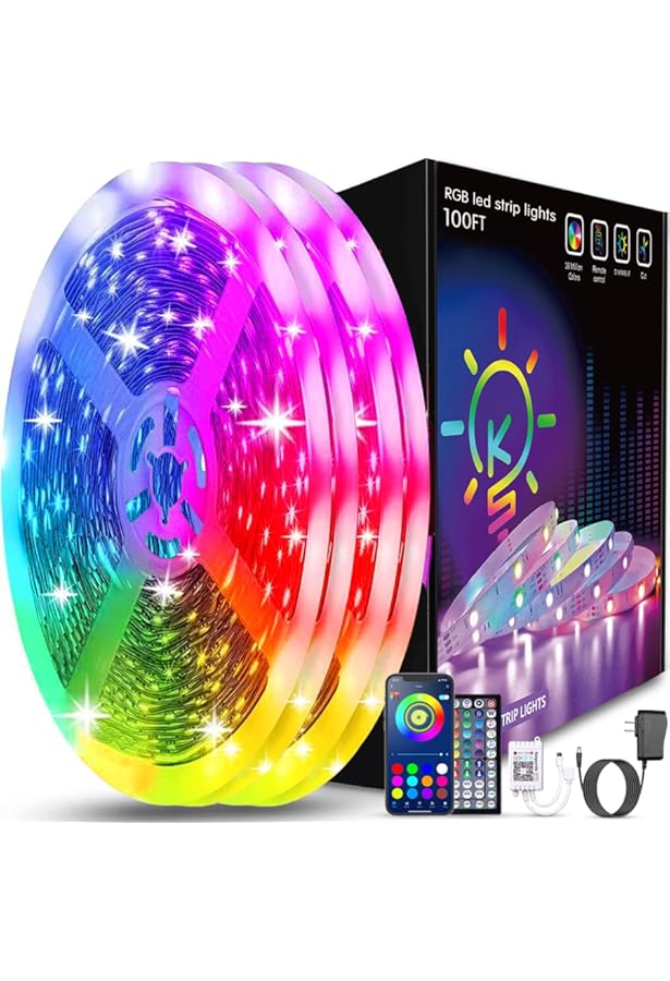 SURNIE LED RGB Rope Lights Outdoor 50ft 110V Flat Flexible Color ...