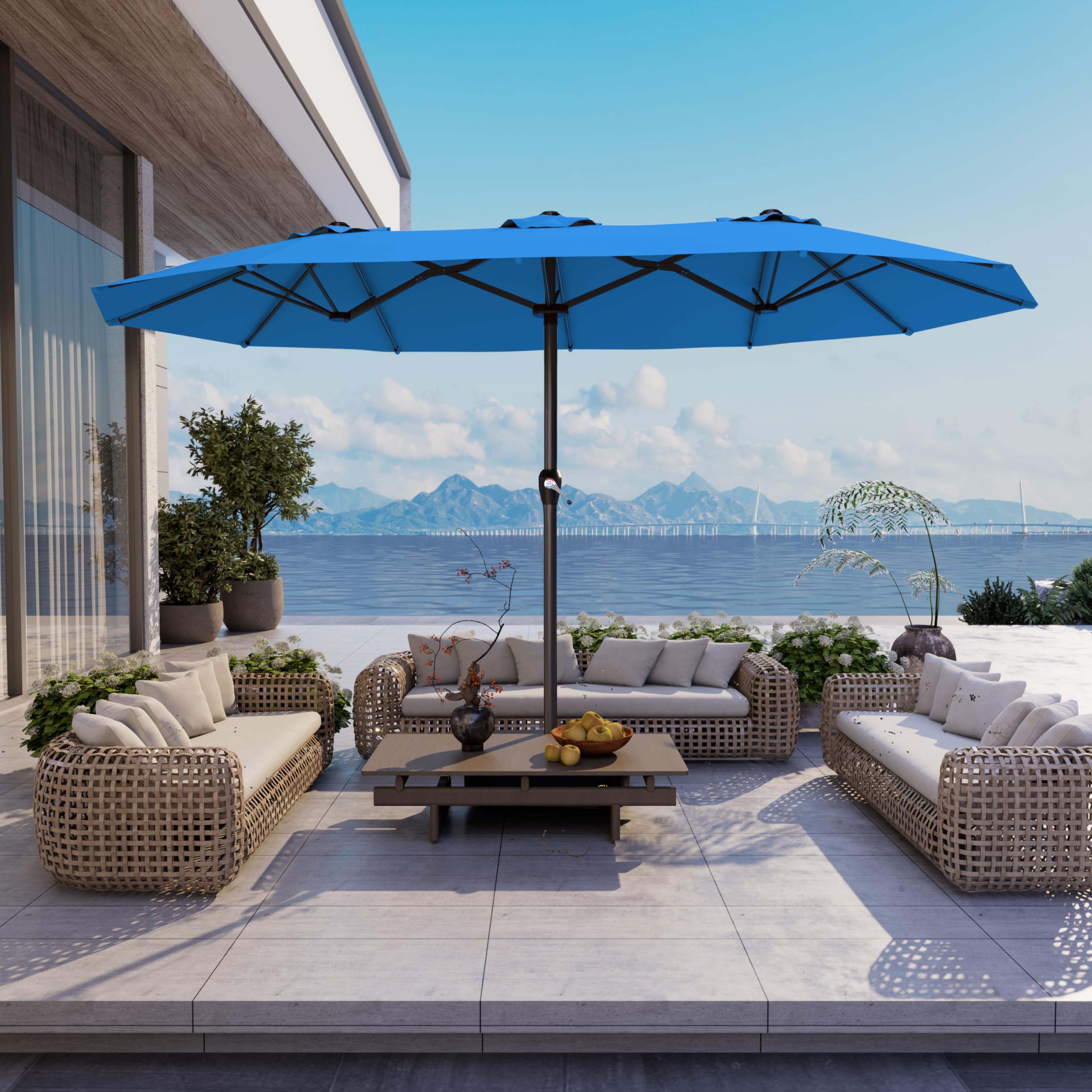 AreShark 15FT Large Patio Umbrella with Base Included, Double Sided ...