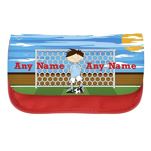 Personalised Football Pencil Case, Light Blue Strip, Personalised Gifts ...
