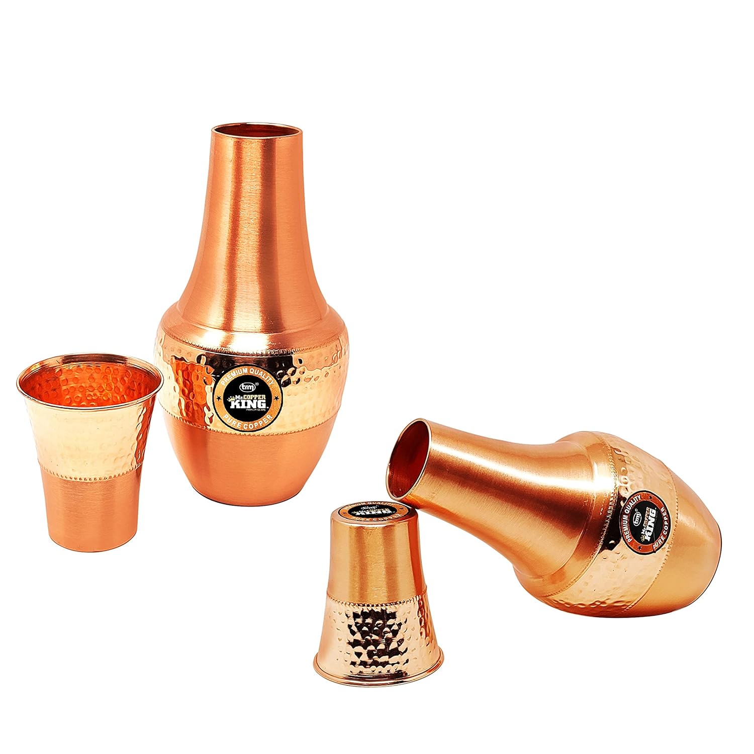 Mr. Copper King Premium Pure Copper Bedroom Surahi Water Bottle with ...