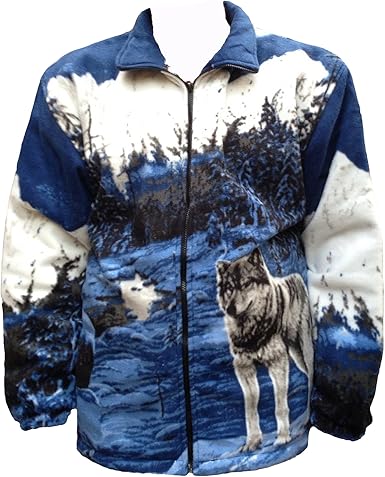 WOLF WOLVES FLEECE JACKET NEW FLEECED FUR LINED THERMAL EXCLUSIVE ZIP ...