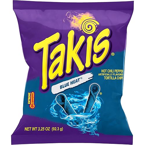 Takis Blue Heat, Hot Chili Pepper Flavored Extreme Spicy Rolled ...