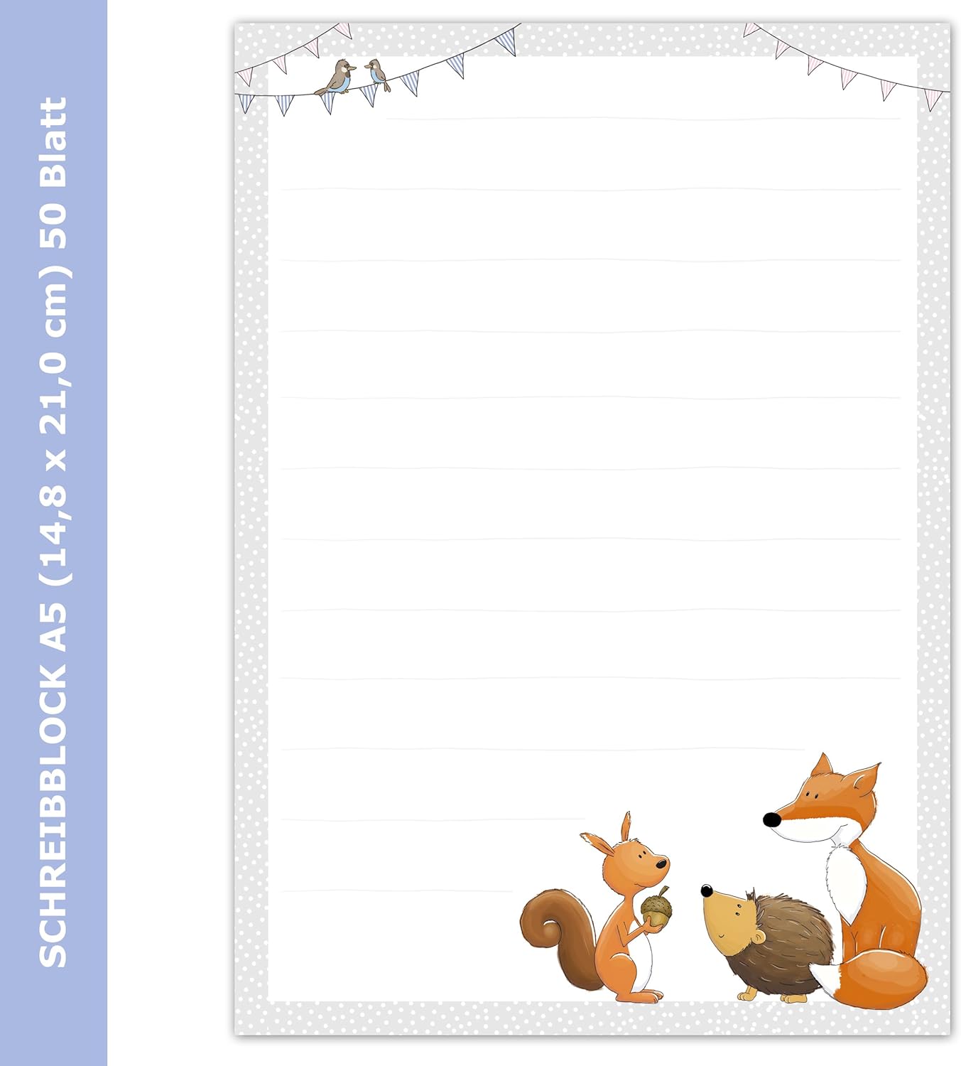 Stationery/letterhead forest animals DIN A5 (lined 50 sheets) including ...