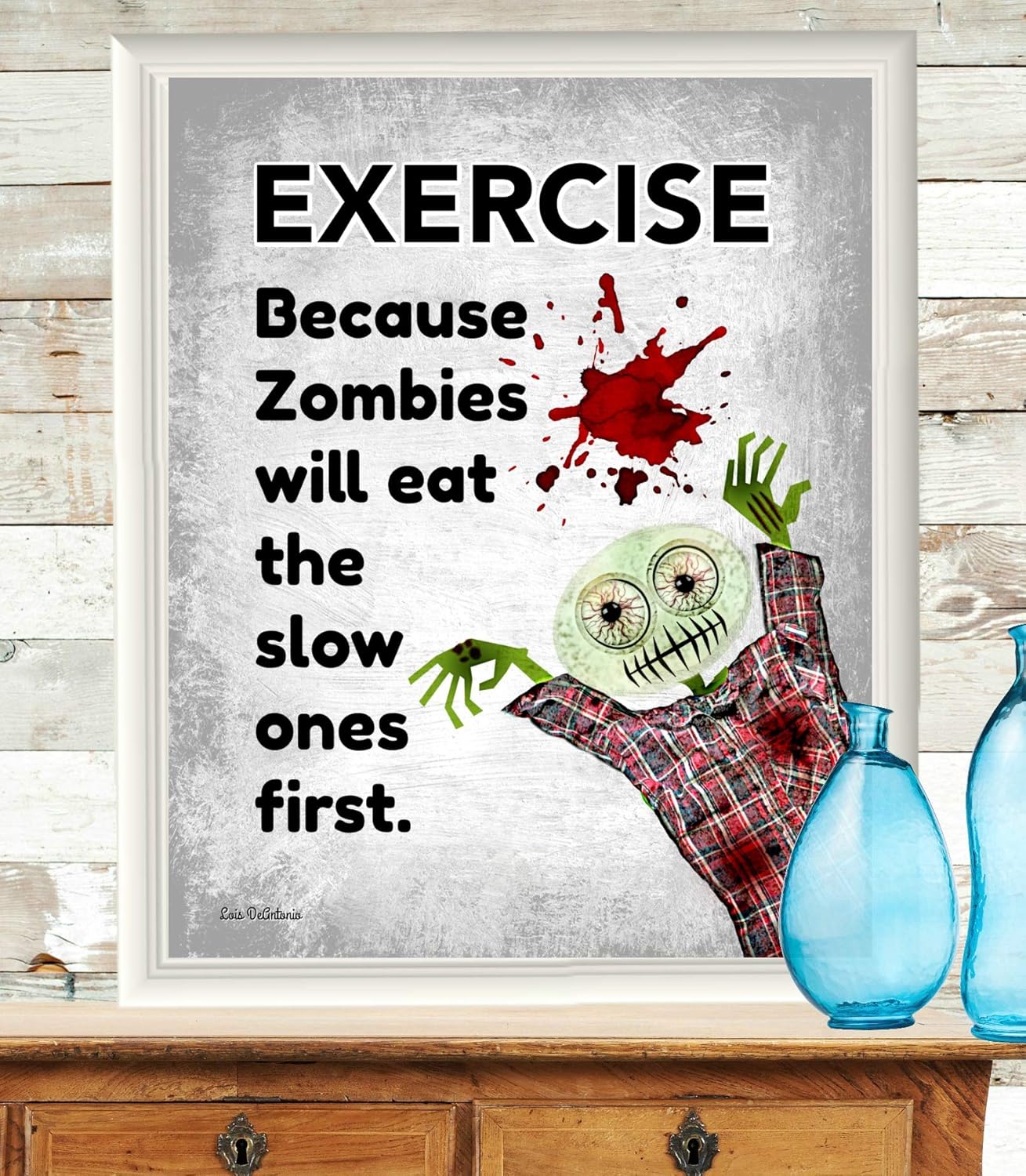 Amazon.com: Funny Zombie print hipster Exercise Poster Work Out Lift ...