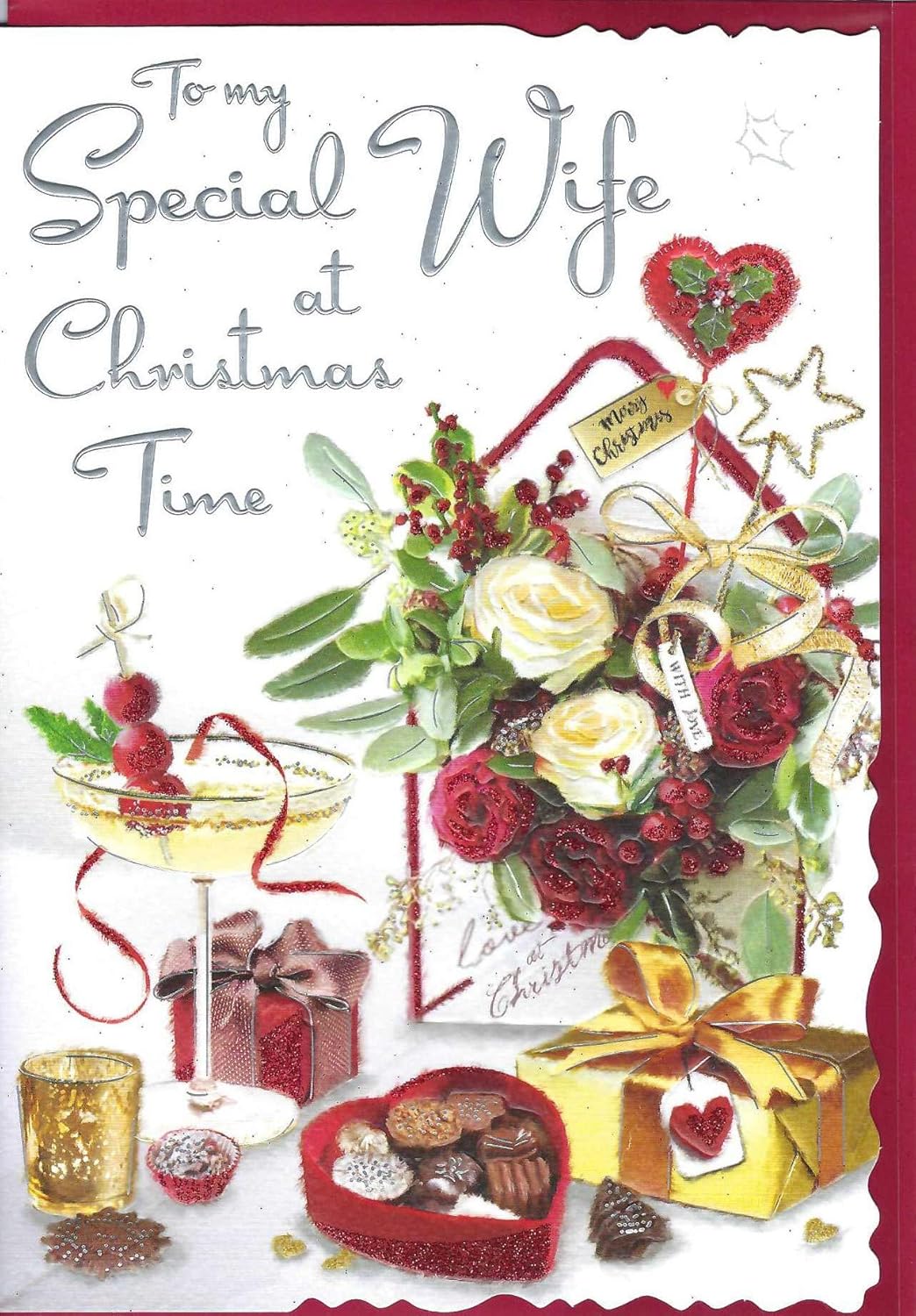 Jonny Javelin Special Wife At Christmas Time Card Flowers In Envelope jonny-javelin-special-wife-at-christmas-time-card-flowers-in-envelope