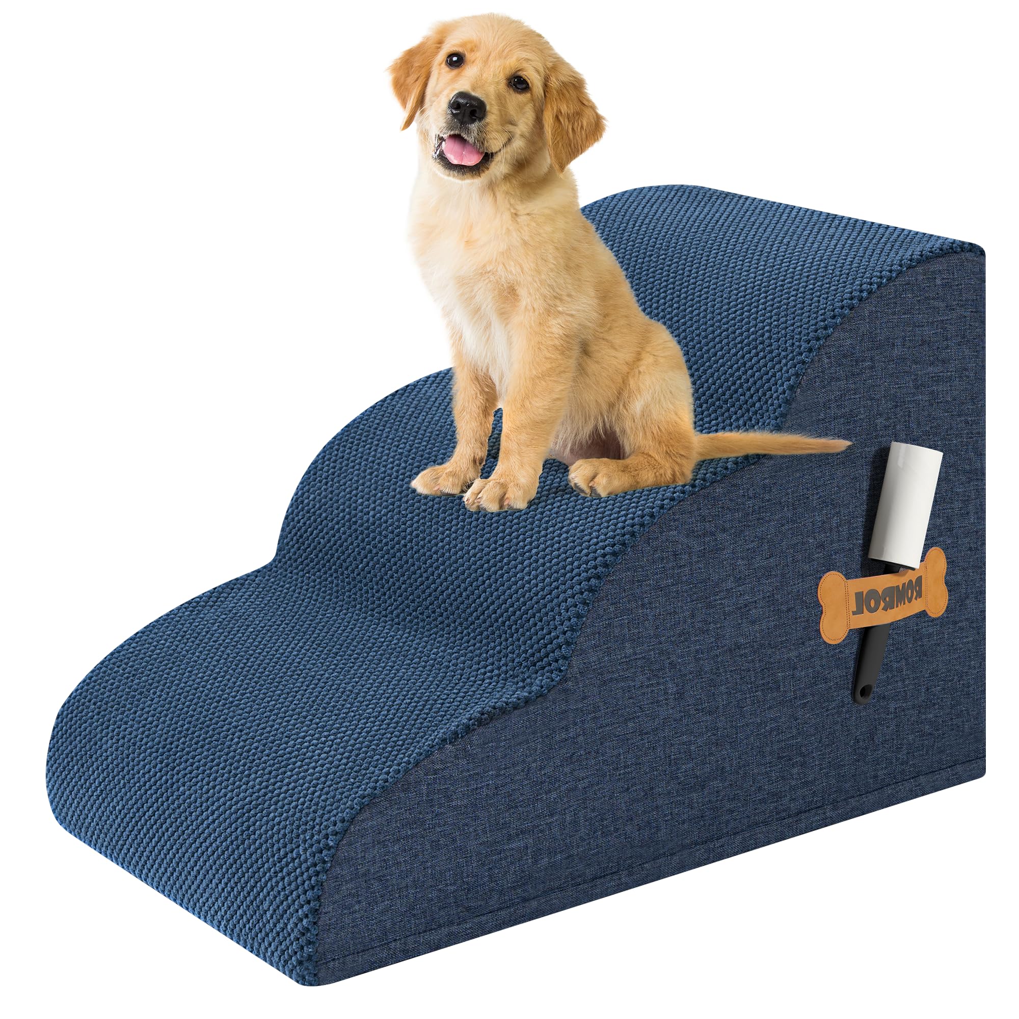 Romrol Dog Stairs Ramp for Beds Couches, Extra Wide Pet Steps with ...