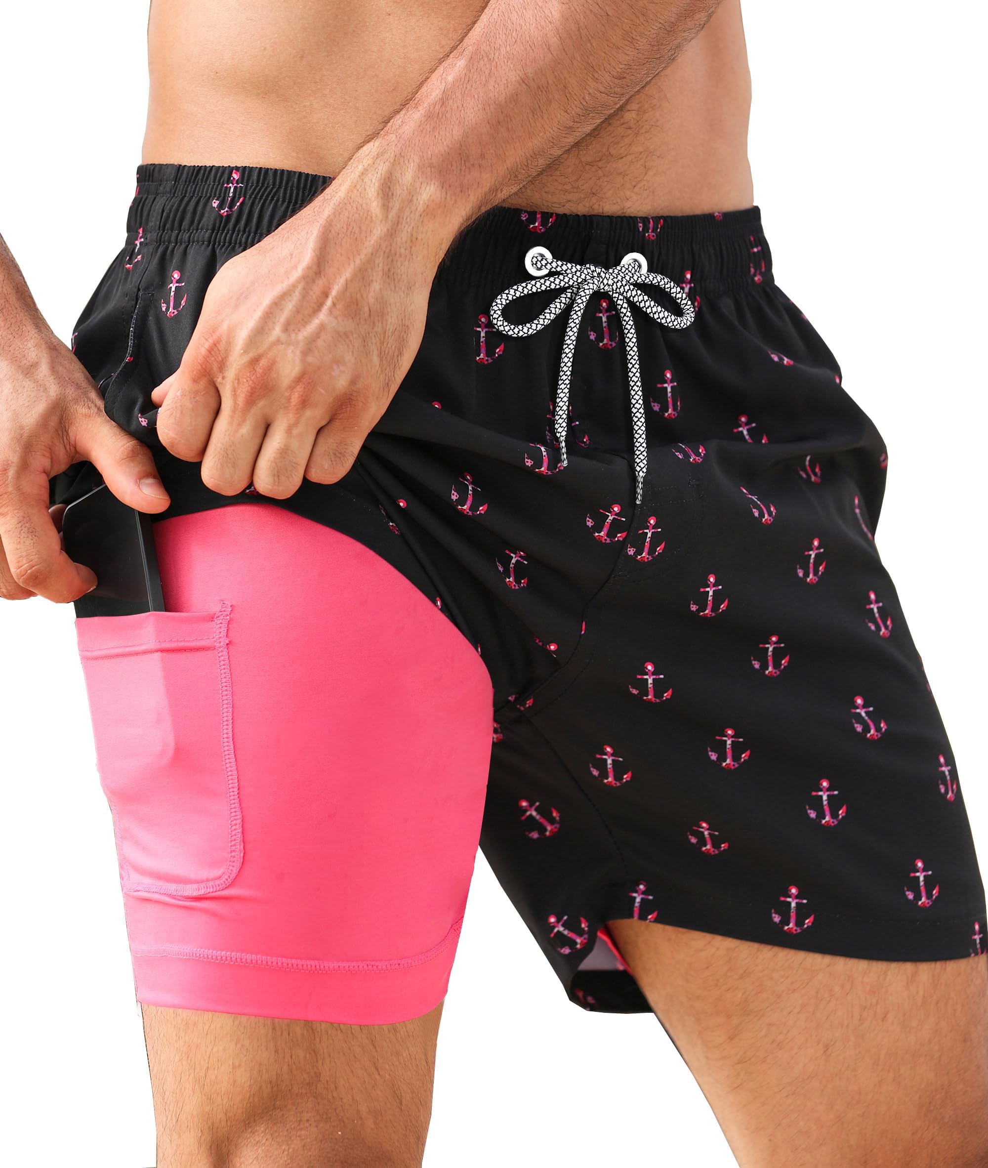 APTRO Men's Swim Trunks with Compression Liner 5 Inch Bathing Suit ...