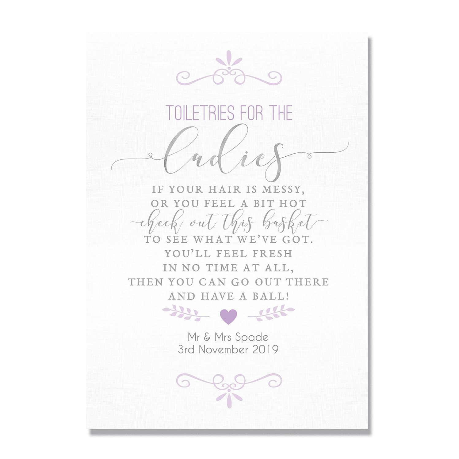 Personalised Ladies Toiletry Bathroom Basket Wedding Sign In Silver ...