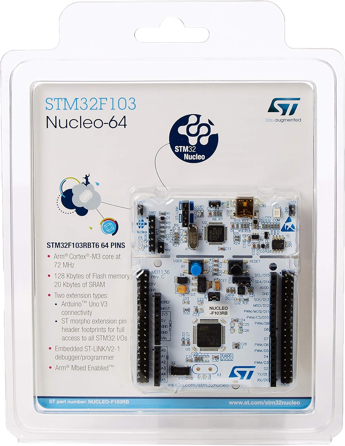 Amazon.com: STM32 Nucleo-64 development board with STM32F103RB MCU ...