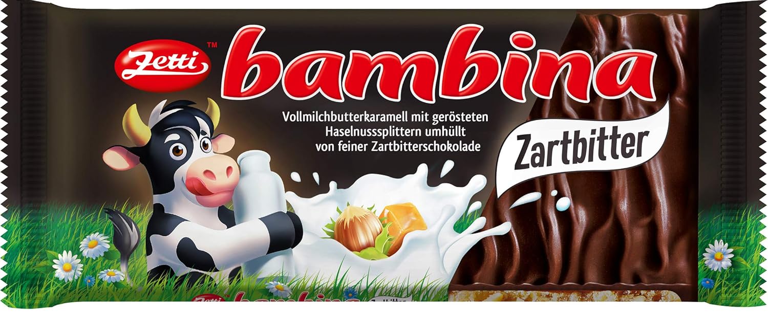 Zetti bambina Zartbitter Schokolade mit Haselnuss und Karamell, 24er ...