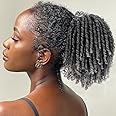 Amazon.com : Matthia Grey Dreadlock Drawstring Ponytail for Black Women,6inch Short Curly Faux ...