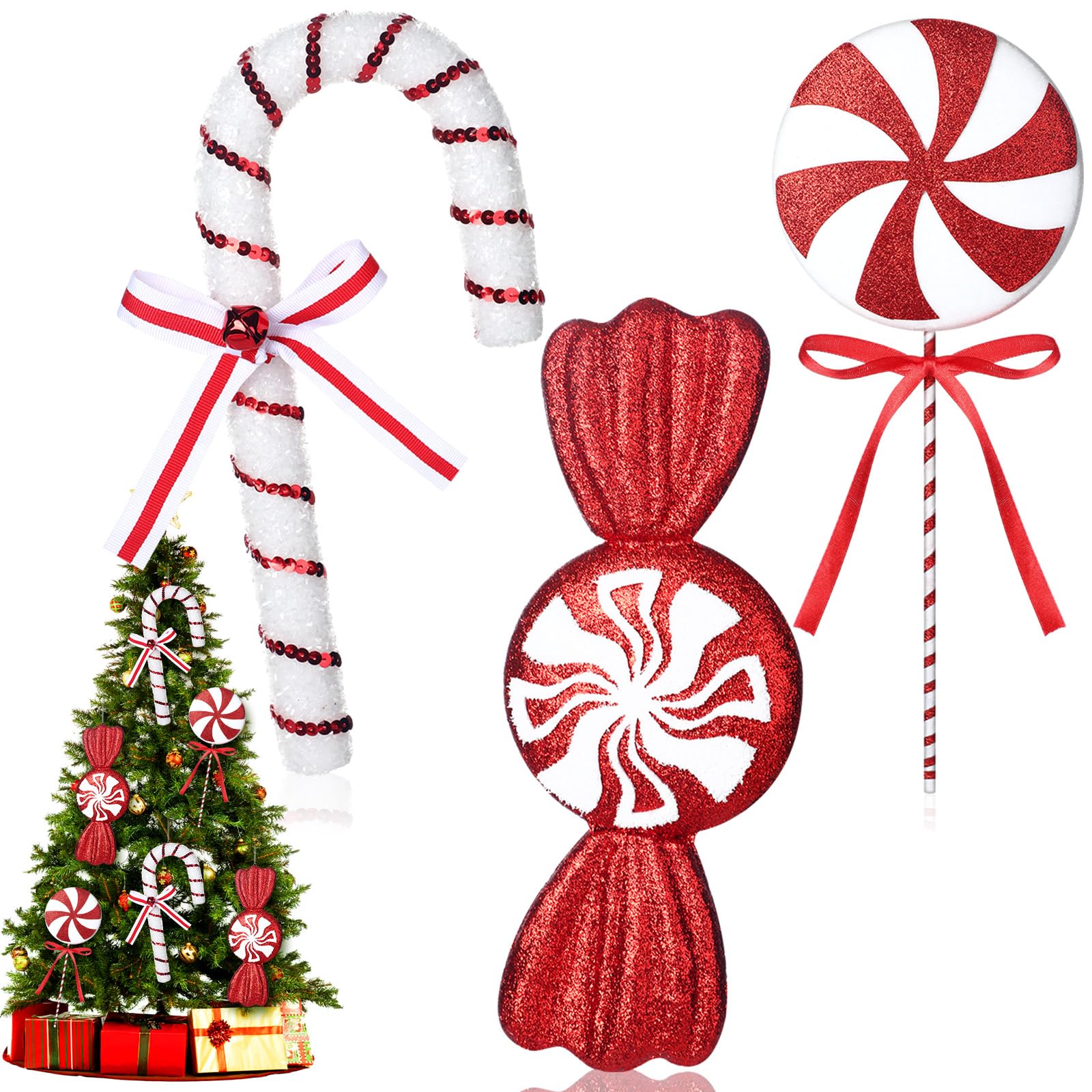 Vercraft 6 Pcs 12" Extra Large Christmas Foam Candy Ornaments Giant ...