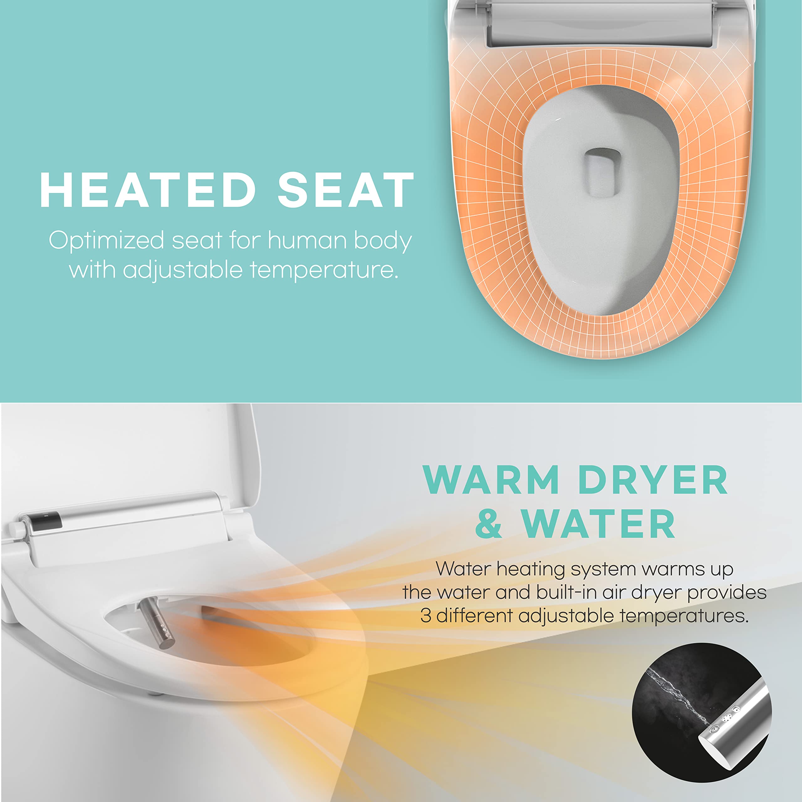 Mua VOVO VB-4000SE Electric Smart Bidet Toilet Seat with Dryer, Heated ...