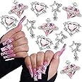 Amazon.com: YAEISM 12PCS Nail Art Charms Crystal Heart Nail Charms Pink ...