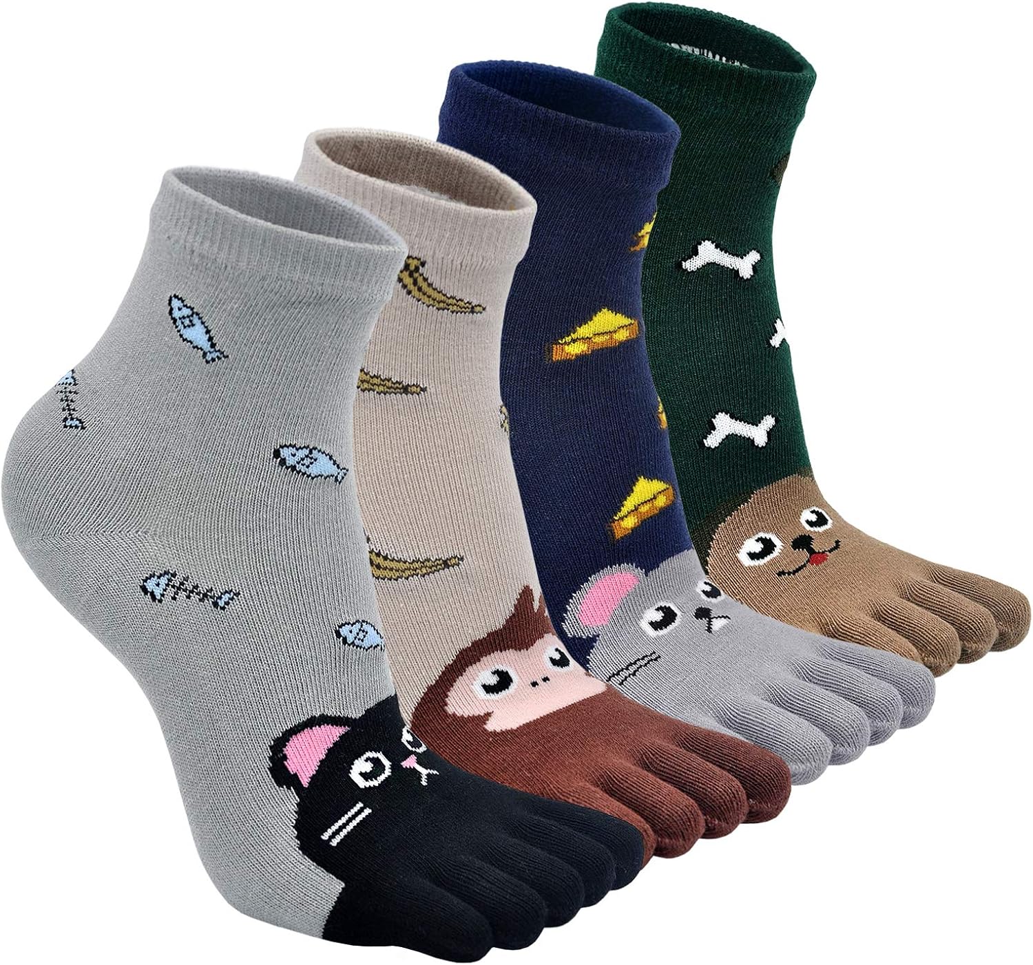 Amazon.com: Kids Toe Socks Cute Cotton Cartoon Animal Dog Cat Ankle ...
