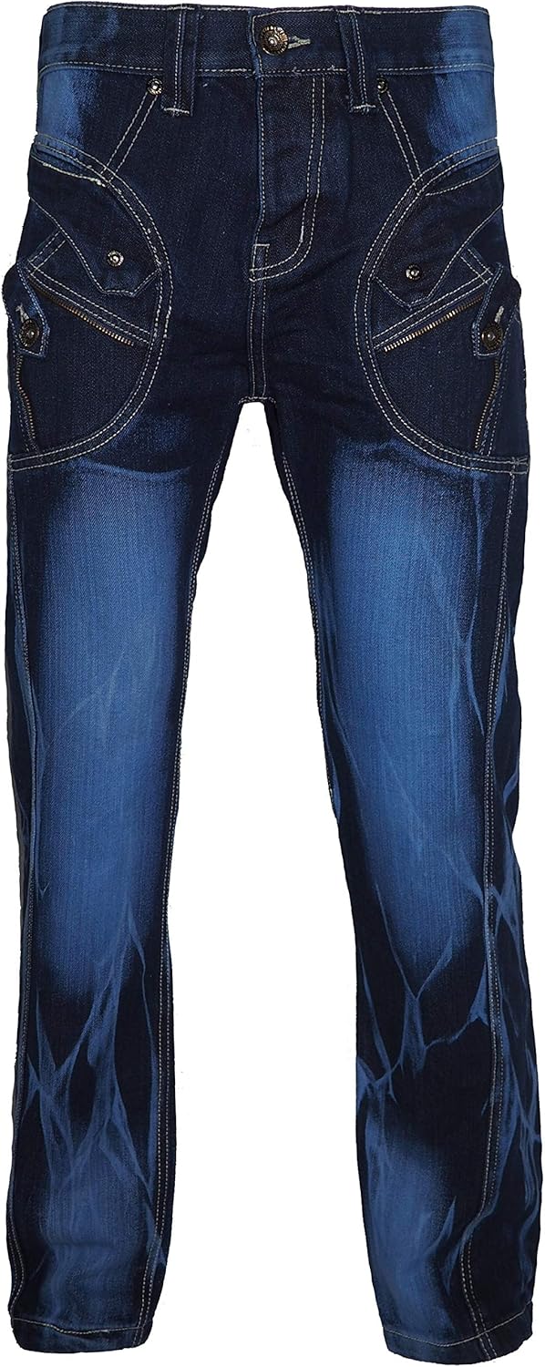 Mens Designer Jeans Straight Fit Rock Star Denim Pants, Hip Hop Blast ...