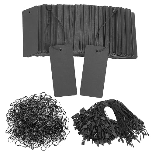 300 Set Black Price Tags with String Clothing Tags with Safety Pins ...