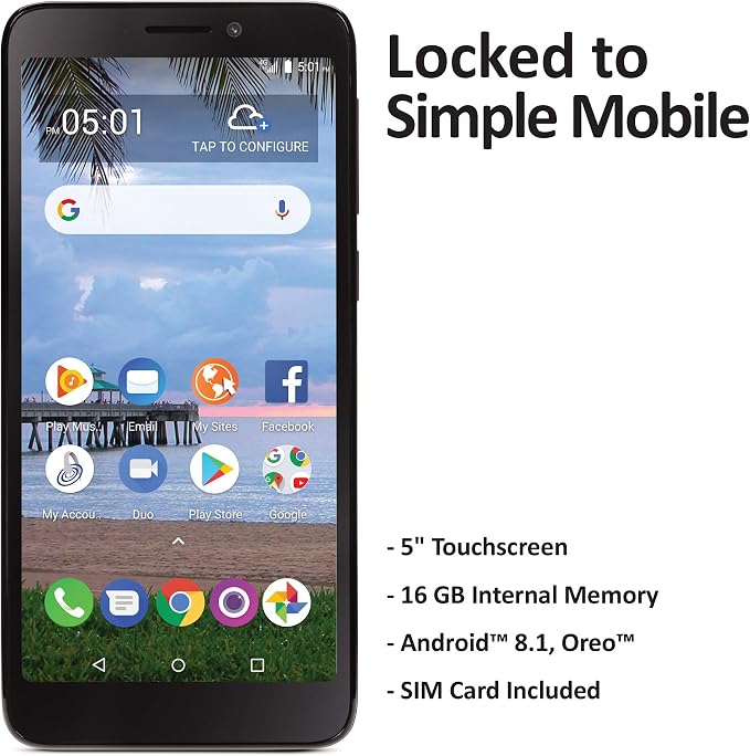 Amazon.com: Simple Mobile TCL A1 4G LTE Prepaid Smartphone (Locked ...