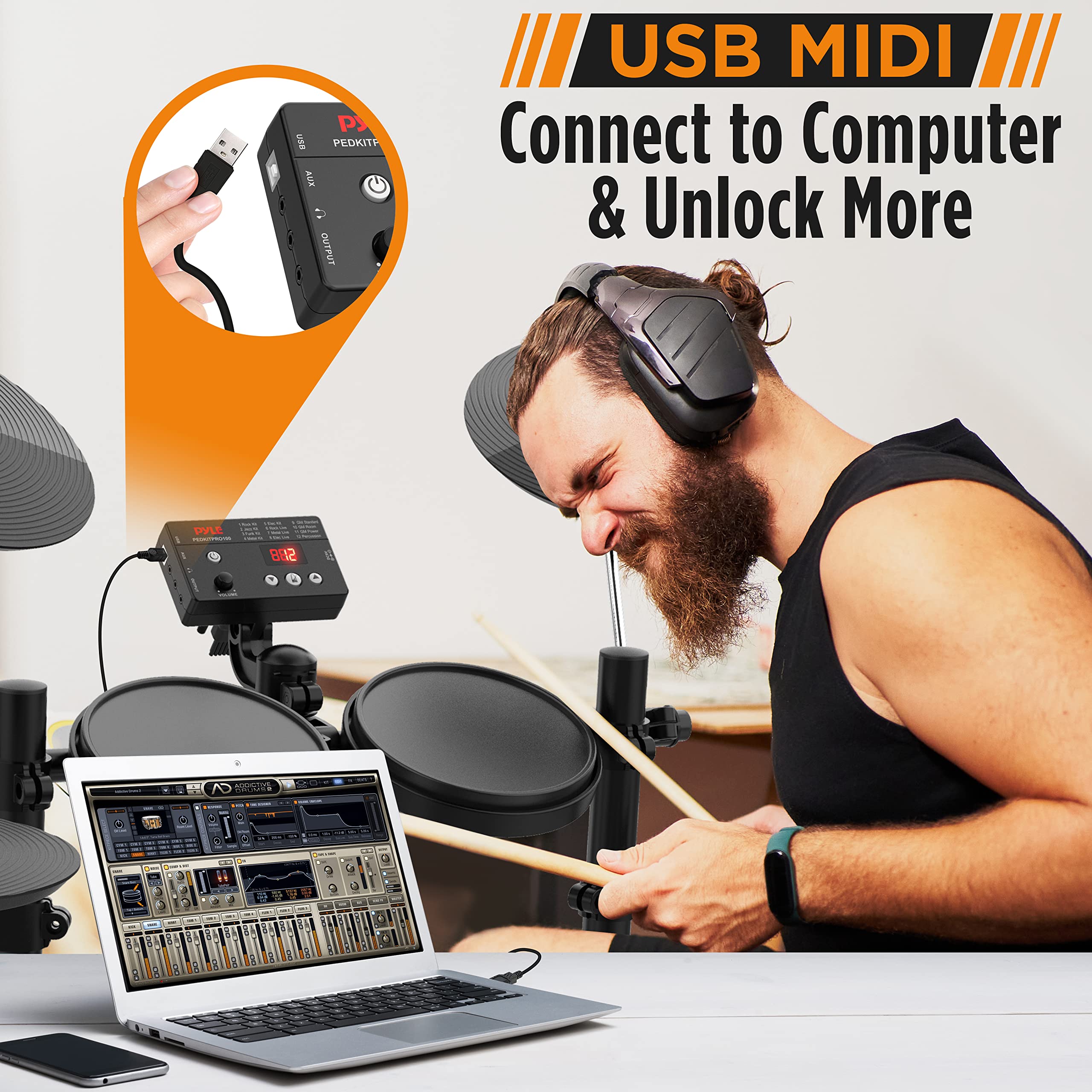 Mua Pyle 7-Piece Electric Drum Set, Electronic Drumming Kit Machine ...