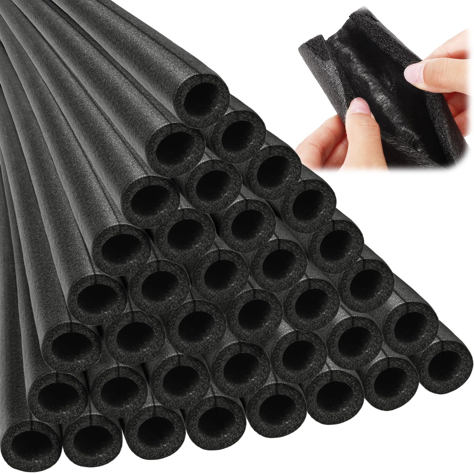 Amylove 36 Pcs 3.3 Feet Insulating Foam Pipe Insulation Foam Tube Freeze Protection Heat ...