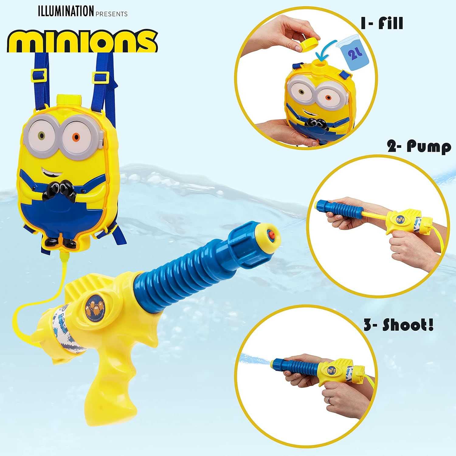 Minions Water Blaster Backpack, Outdoor Games For Kids For Water Fight ...