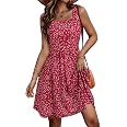 HUHOT Women's Summer Casual Square Neck Dress with Pocket Cute ...