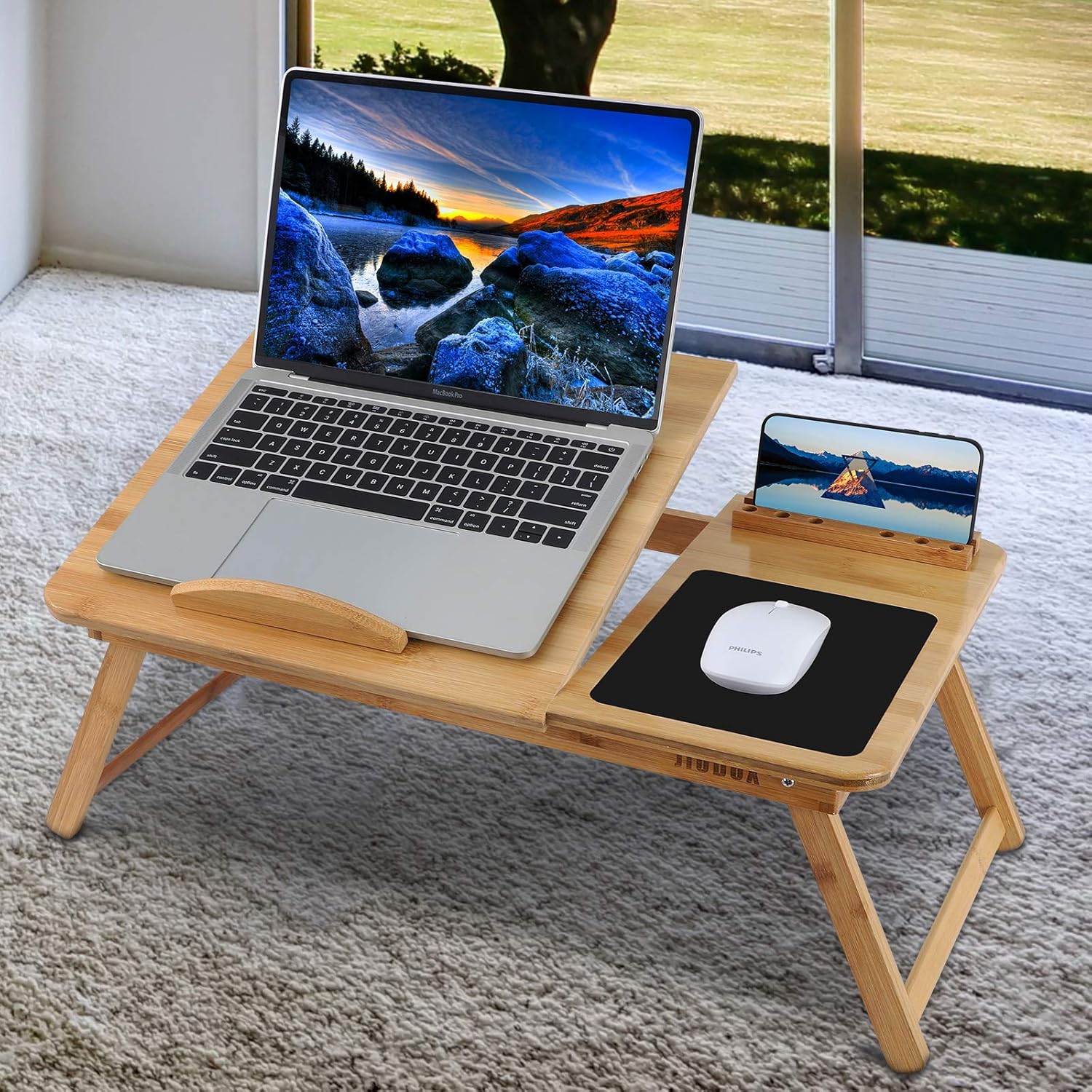 Bamboo Laptop Tray, Jiodux Laptop Stand Laptop Desk Table Breakfast Bed ...