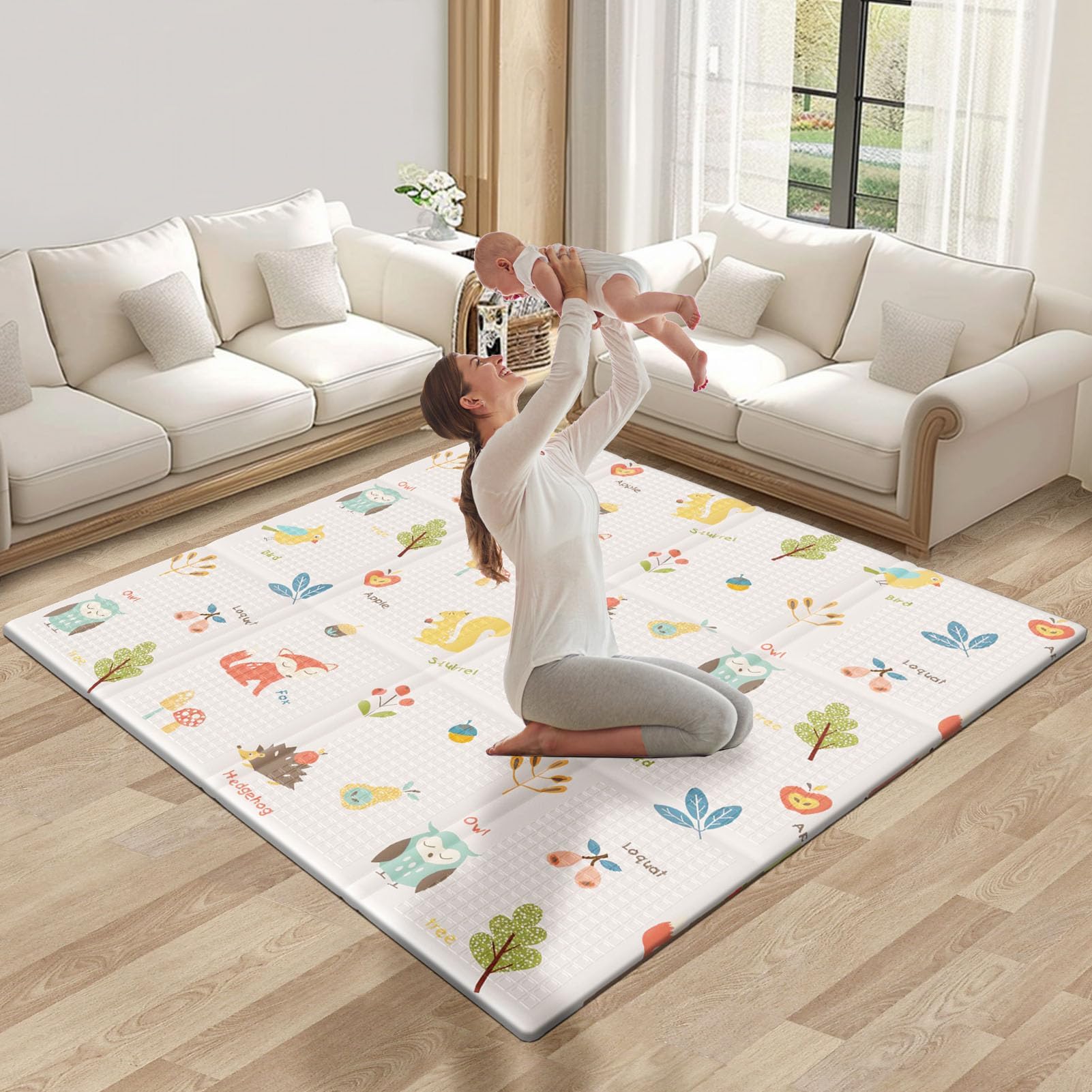 Hiaksedt Baby Play Mat 47 x 47 Inch Baby Playpen Mat, Foldable Baby ...