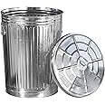 Amazon.com: Gardenised Round Galvanized Steel, 20 Gallon Trash Can with Lid - Durable Metal ...