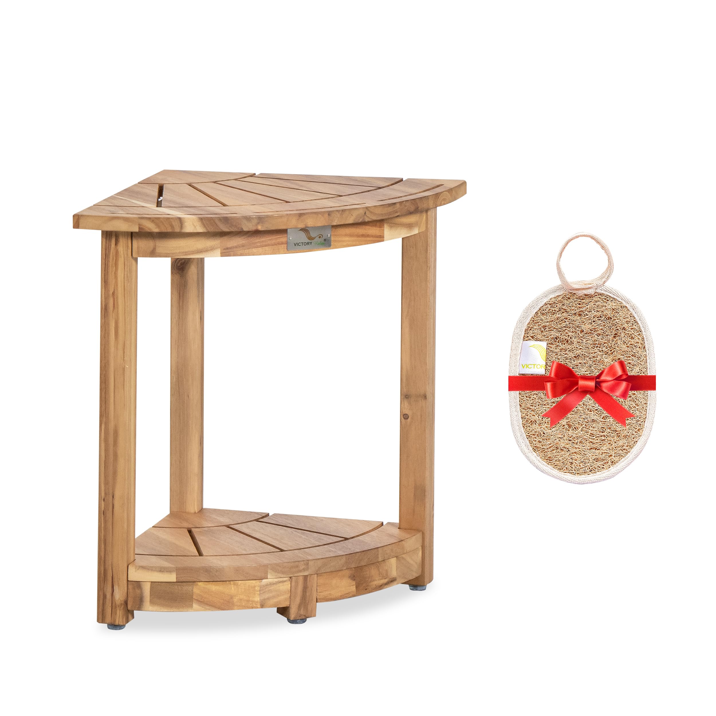 VICTORY RELAX Acacia Corner Shower Stool, Waterproof Spa Foot Rest ...