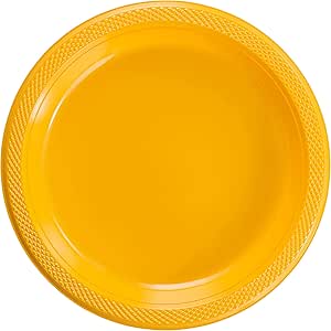 Amazon.com: Exquisite 9 Inch. Yellow plastic plates - Solid Color ...