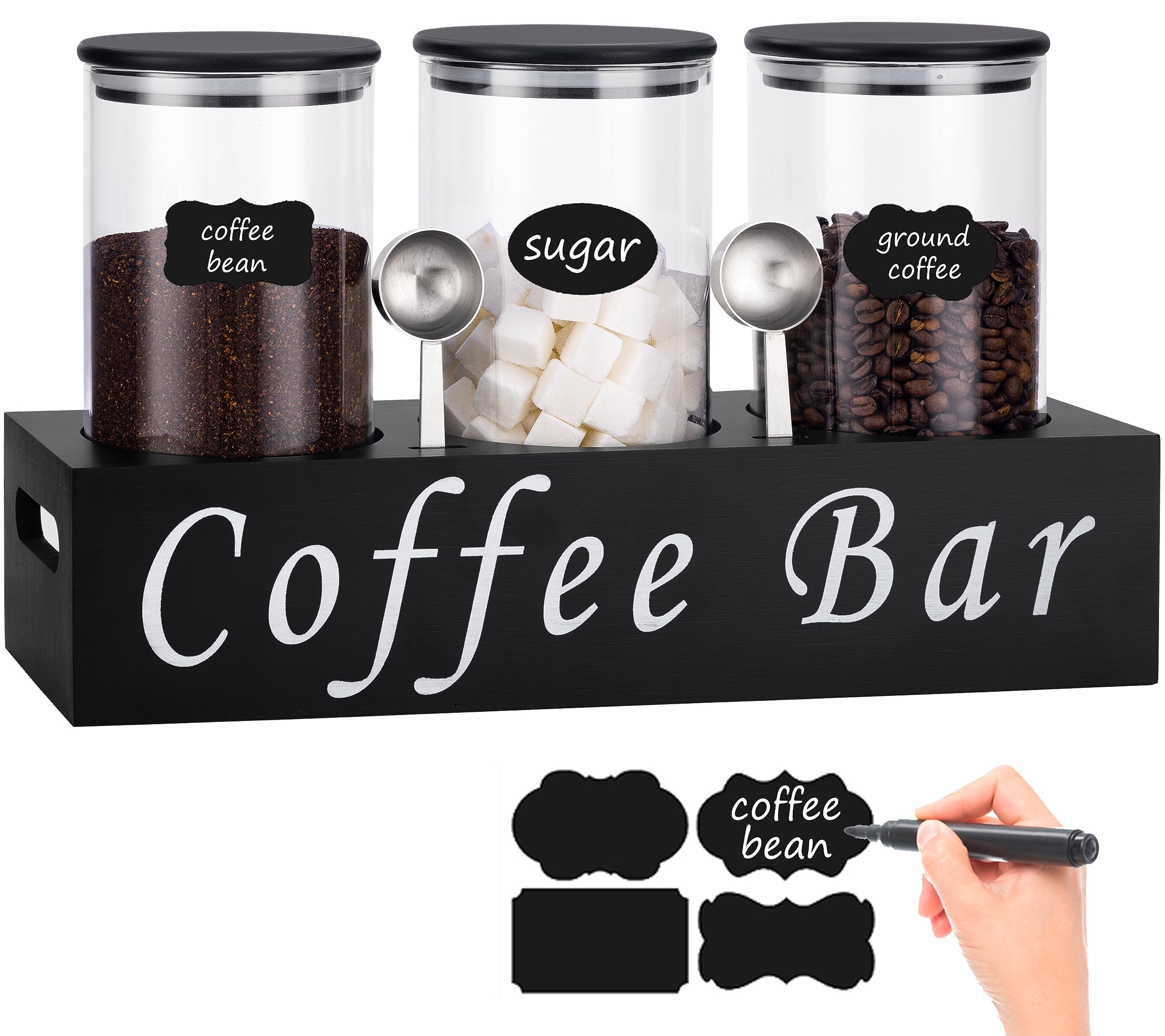 ZOMUIA Glass Coffee Containers Airtight Coffee Bean Storage Jars with ...