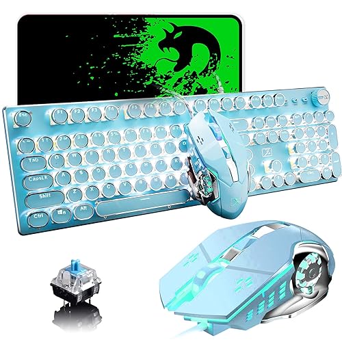 Gaming Keyboard and Mouse,Retro Steampunk Vintage Typewriter-Style ...