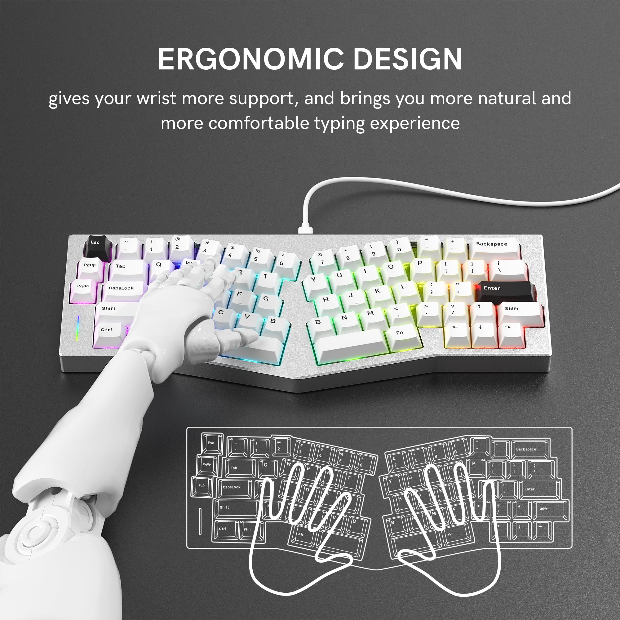 Mua IYUT A67 Mechanical Gaming Keyboard White, 60 Percent Wired Alice ...