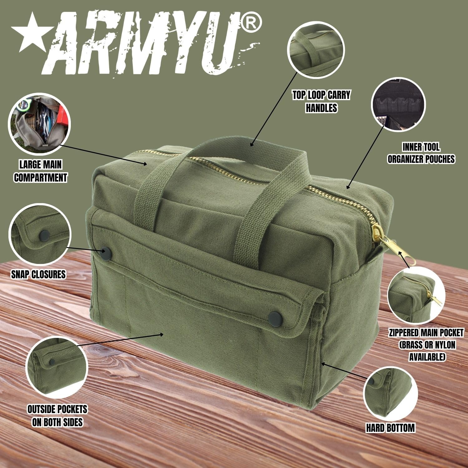 ARMYU Heavy Duty Small Tool Bag Tactical Cotton Canvas Mechanics Bag ...