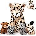 Amazon.com: Silipull 5 Pcs Cheetah Stuffed Animals Set Large Mommy ...