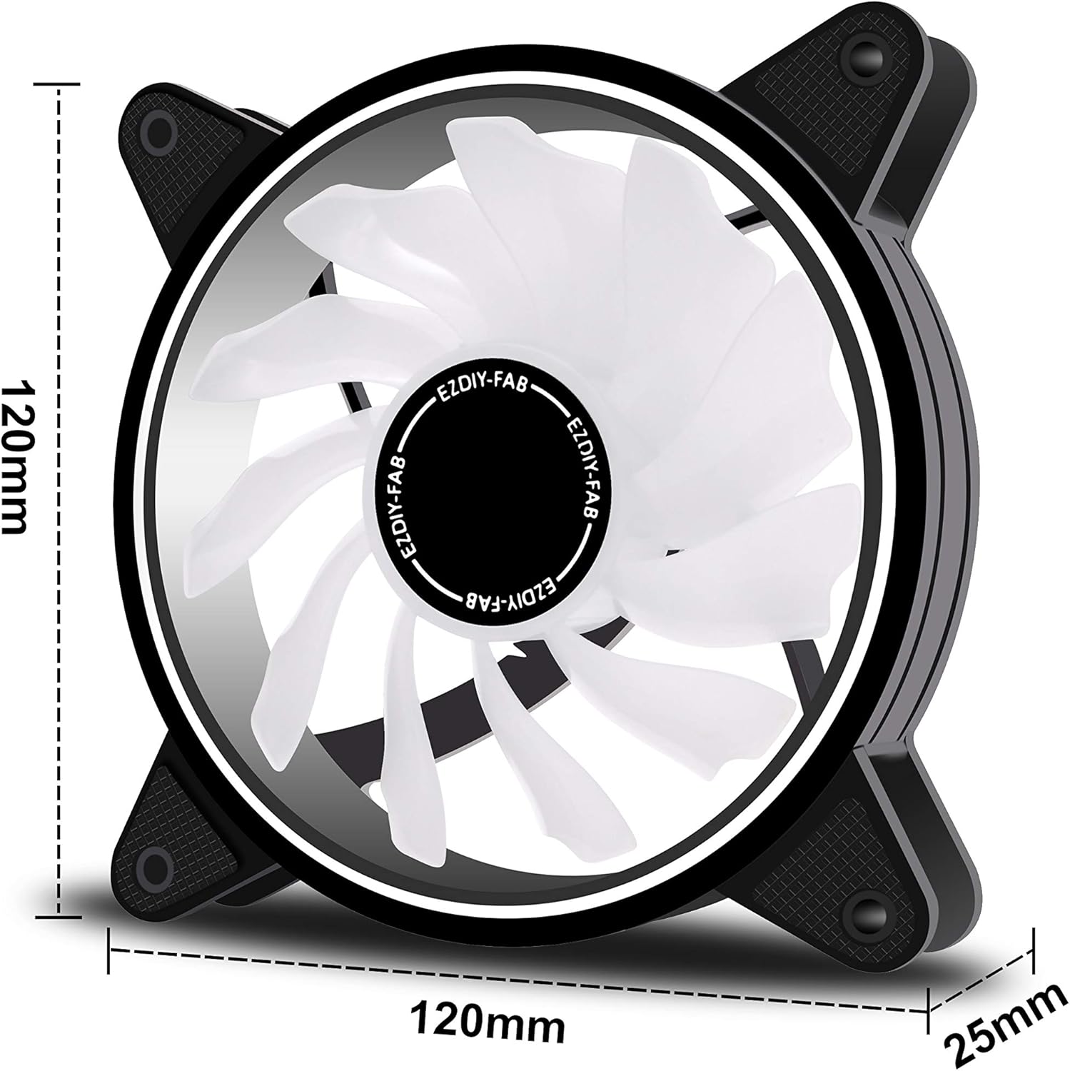 EZDIY-FAB Moonlight 120mm RGB Case Fan with 10-Port Fan Hub X and ...