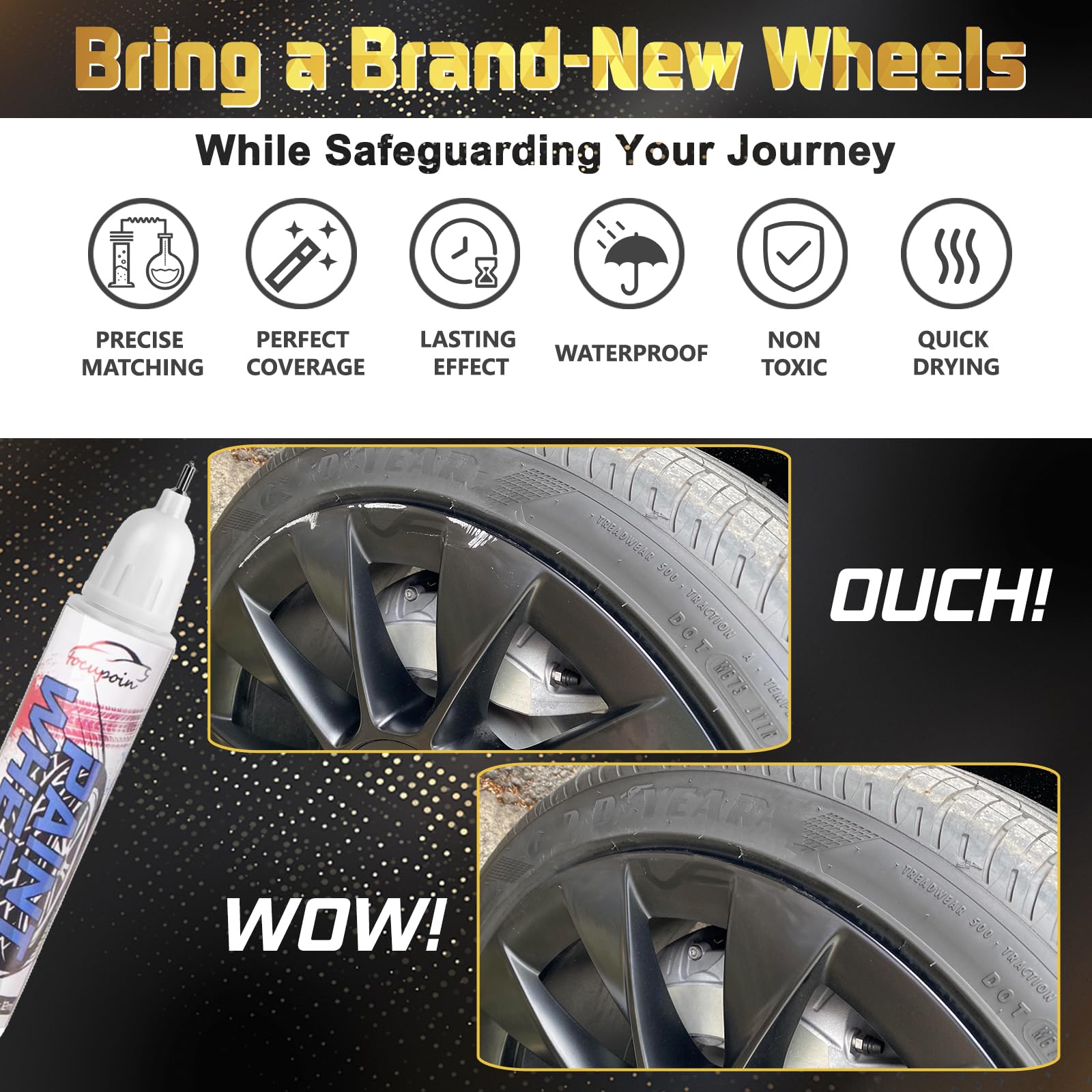 Mua Black Rim Touch Up Paint, Efficient Rim Curb Rash Repair Kit, Quick ...