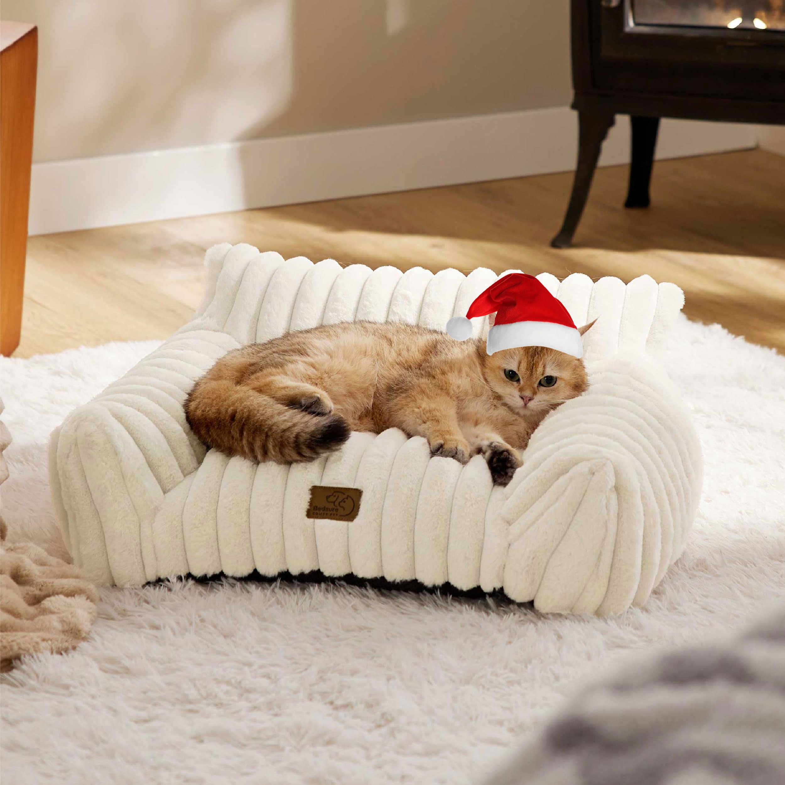 Bedsure Cute Cat Couch for Pets - Fluffy Cat Sofa with Premium Soft ...